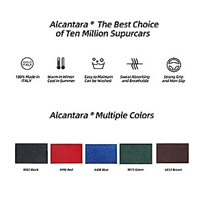 Alfanxi Hand Stitch Sewing Italy Alcantara Car Steering Wheel Cover Wrap Compatible with Toyota Prius/Prius Prime/ BZ4X (Red Thread)