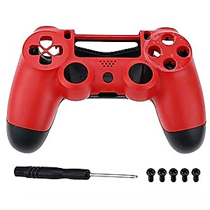 NSLikey Plastic Housing Cover Shell Case Replacement for Sony PS4 JDM-001 JDM-011 V1 Controller with Screw Tool Red