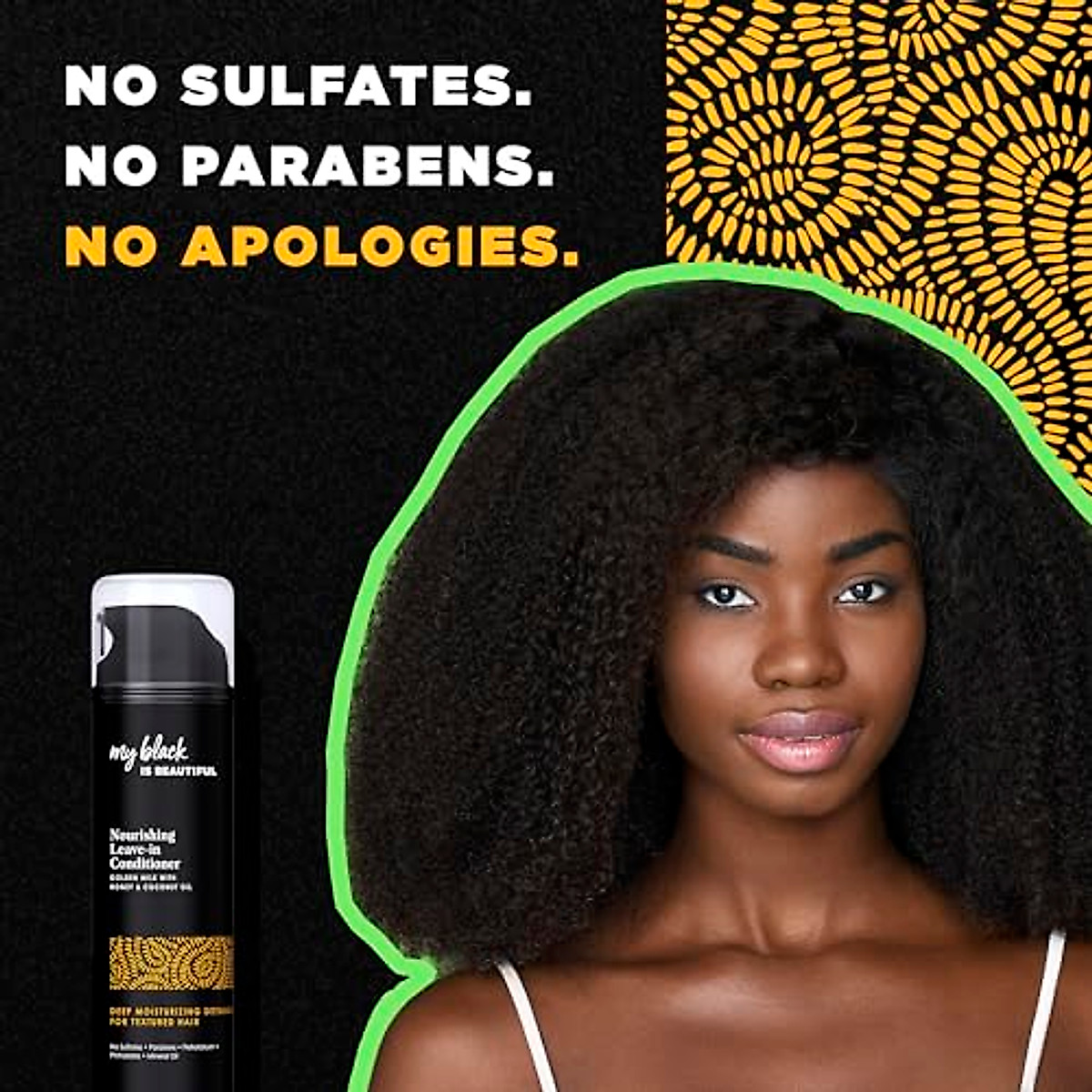 MY BLACK IS BEAUTIFUL Nourishing Leave-In Conditioning Cream, for Curly and Coily Hair with Coconut Oil, Honey, and Tumeric, 6.3 fl oz