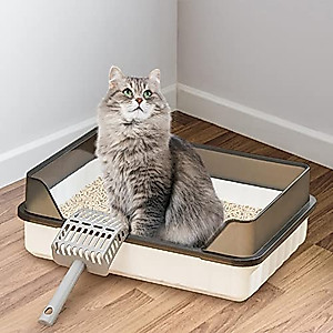 Baoblaze Pet Litter Tray Potty Toilet Litter Pan Detachable Frame Container Splashproof Cats Litter Box for Small Medium Cats, Rabbit, Bunny, Kitten, Gray Black