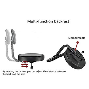 Antlu Rolling Stool Drafting Chair for Garage Shop Workbench Kitchen Medical Salon,Swivel Adjustable Stool with Wheels and Back Support (Black, Without Foot Ring)