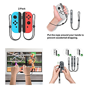 JOYTORN Switch Sports Accessories Bundle,Switch Accessories Kit with Ring Fit Leg Straps,Just Dace Wrist Bands,Mario Golf Super Rush Joycons Grips,Mario Tennis Rackets and Zelda Skyward Sword(9in1)