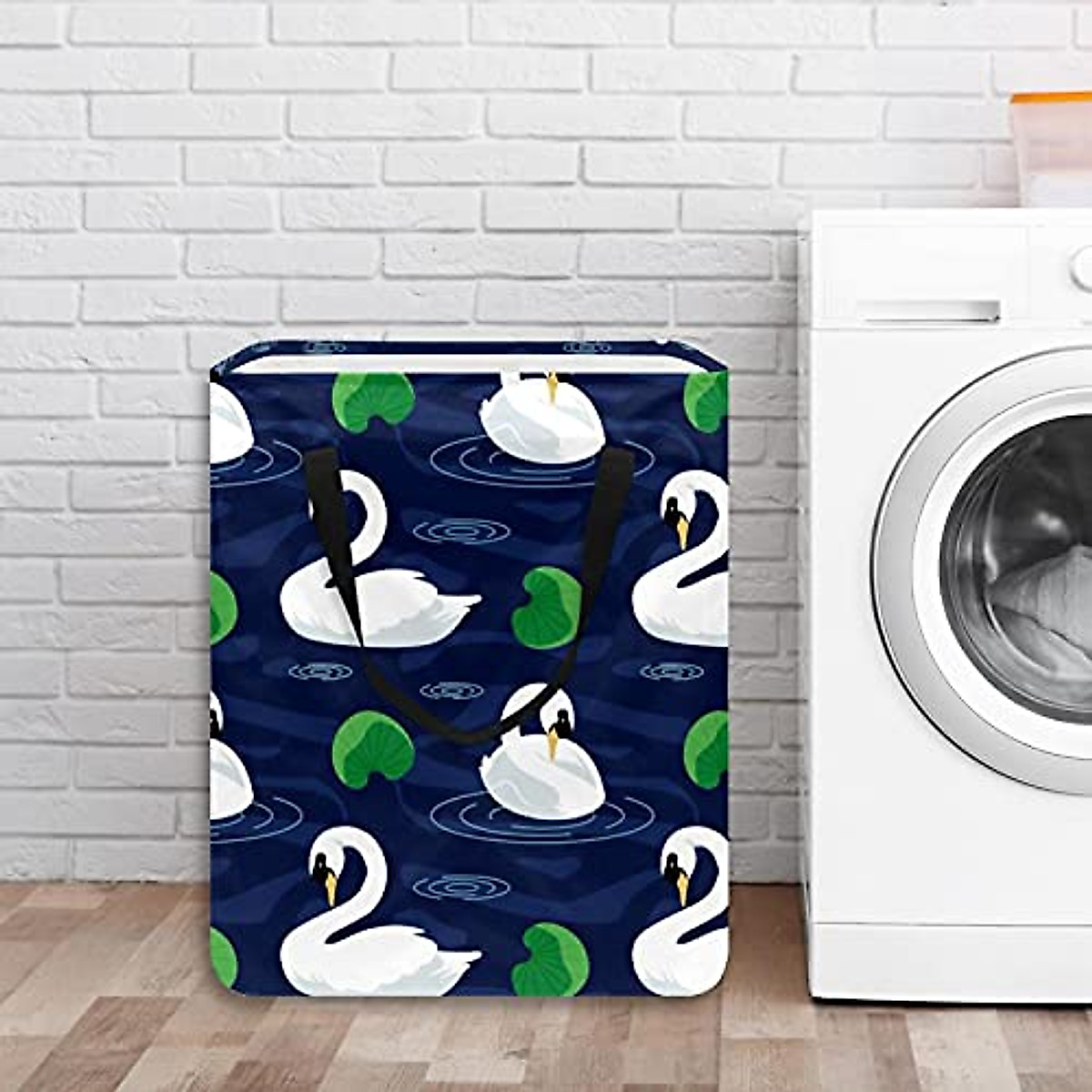 Swan Elegant Design Laundry Basket Large Cloth Organizer Bag Basket Foldable Laundry Hamper with Handles
