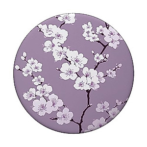 White Blossom Cherry Tree Flowers on Purple PopSockets Standard PopGrip