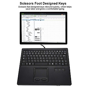 Hakeeta 10in Wired Keyboard with Touchpad, 1.5m Long Cable, Precise Touch Control Touchpad Keyboard, for PC Computer Gaming, Office