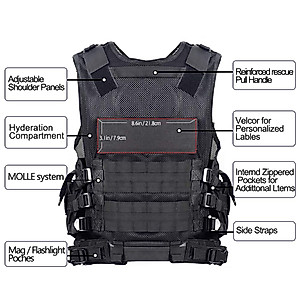 vAv YAKEDA Tactical Vest Outdoor Ultra-Light Breathable Training Airsoft Vest Adjustable for Adults (US, Alpha, One Size, Regular, Regular, Black)