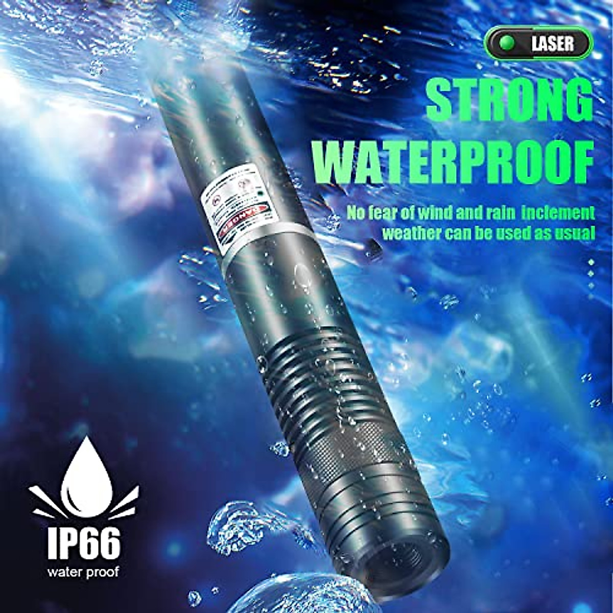 FUOOX Green Laser Pointer High Power Tactical Flashlights, Long Range 20000 Feet Powerful Flashlight with Laser Pointer, USB Rechargeable Laser Pointer for Presentations