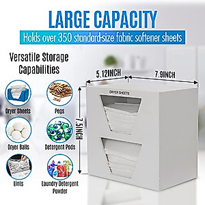 SEREIINO Wooden Dryer Sheet Holder - Modern Farmhouse Decor Laundry organizer - Rustic Dryer Sheets Dispenser Container - Laundry Room Storage and Accessories For Fabric or Softener Sheet Countertop