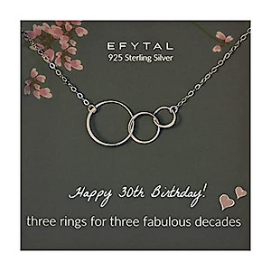 EFYTAL 30th Birthday Gifts for Her, Sterling Silver or Gold Plated 3 Circles Necklace, 30 Year Old Happy Birthday Gift for Women, 30th Best Friend Birthday Gifts for Women, 30th Birthday Decorations