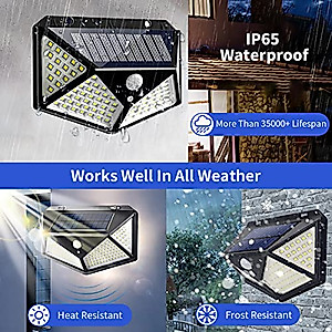 Ceena Solar Outdoor Lights, IP65 Waterproof Motion Sensor Outdoor Lights, 100 LEDs with Lights Reflector, Motion Sensor Security Lights for Exterior Wall, Patio, Yard, Garage, Deck, Garden, 2 Pack