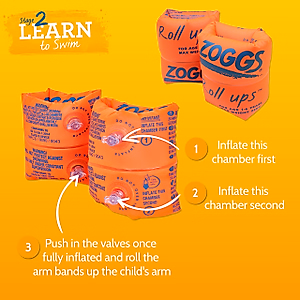 Zoggs Roll-Ups Armbands, Confidence Building Arm Bands, Safe Zoggs Swimming Armbands, Starter Swimming Floats for Children, Ideal Swimming Floats for Kids, 6-12 Years