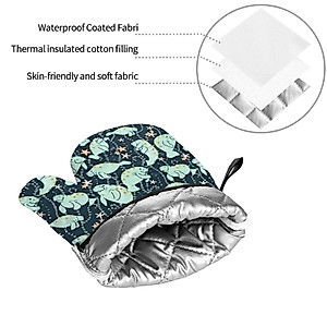 Manatee Oven Mitts and Pot Holders Sets,Heat Resistant Non-Slip Cooking Gloves with Cotton Lining for Kitchen Baking Grilling BBQ