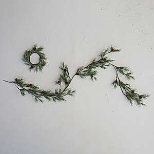 Creative Co-Op Faux Shore Pine Needle Pinecone Garland, Green and Natural