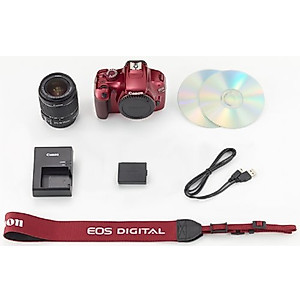 Canon Digital SLR Camera EOS Kiss X50 with EF-S18-55mm IS II Lens Kit (Red) - International Version (No Warranty)