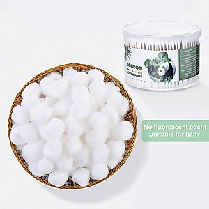 MONCOM Cotton Swabs 500 Count Double Round Thick Tips | Biodegradable & Organic Strong Wooden Sticks Cotton Swabs For Ears | Firm Qtips cotton swabs | Natural Cotton Buds, 3 inch, One Small box