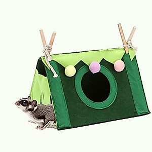 LUOZZY Hamster Tent Hamster Hideout Houses Guinea Pig Hideaway Small Animal Tents Hedgehog Bed Wooden Stick Triangle Tent Pet Supply