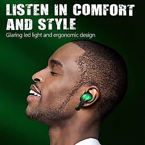 Wireless Earbuds Bluetooth 5.1Wireless Headphones with Charging Case3D Stereo Earpods Noise canceling Touch Control LED Display Waterproof Earphones Built-in Mic Deep Bass Headset for Game Sport Black