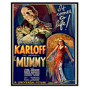Boris Karloff, The Mummy - 8x10 Vintage Hollywood Horror Movie Poster Wall Art Print - Creepy Classic Scary Movie Home Decor Picture for Man Cave, Boys Bedroom, Teens Room - Gift for Men