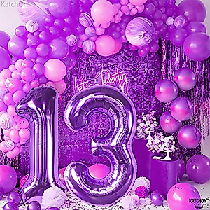 KatchOn, Giant 13 Balloon Numbers - 40 Inch | Purple 13 Birthday Decorations for Girls | 13 Balloon Numbers, 13th Birthday Decorations for Girls | 13 Balloons for Girls, Teenager Birthday Decorations