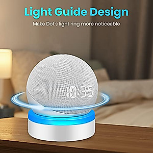 ZUOLACO Dot 4th/5th Generation Table Holder, Desktop Stand Mount for Echo Dot 4th/5th Gen(2022 Release), Base Bracket with Light Guide, Dot Accessories with Built-in Cable Management, White