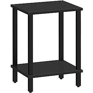 BEEWOOT End Table, Side Table, Nightstand, 2-Tier Storage Shelf, Sofa Table for Small Space, Living Room, Bed Room BETB01BK034
