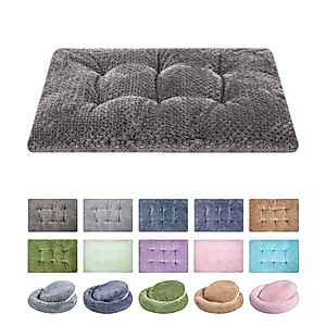 WONDER MIRACLE Fuzzy Deluxe Pet Beds, Super Plush Dog or Cat Beds Ideal for Dog Crates, Machine Wash & Dryer Friendly (15" x 23", S-Eagle Grey)
