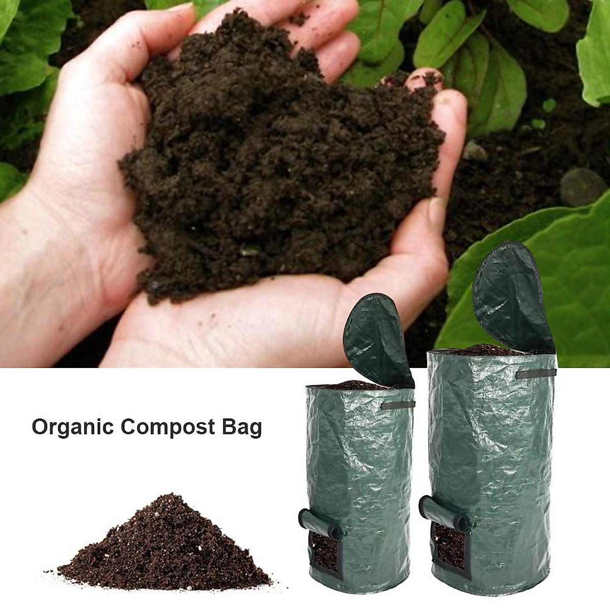PE Compost Bag, Environmental Compost Bag Garden Waste Bin Homemade Organic Ferment PE Bag for Home Composting, Helps to Reduce Waste (35 x 60CM)