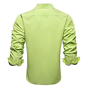 Hi-Tie Mens Dress Shirts 4 Way Stretch Long Sleeve Dress Shirts for Men Button Down Wrinkle Free Casual Formal Shirt,Army Green, Large