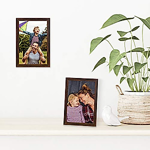 Americanflat 4x6 Picture Frame in Walnut - Thin Border Photo Frame with Shatter Resistant Glass - Horizontal and Vertical Formats for Wall and Tabletop