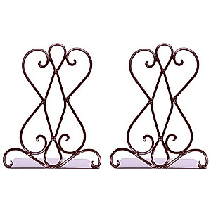 Anwenk Vintage Bookends Book Ends Bronze Heavy Duty Book Holders Long Base Luxury Art Retro Antique Style, w/Felt Pads to Protect Bookshelf Bookcase, Bronze