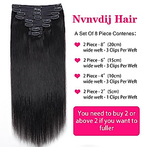 Straight Clip in Hair Extensions Real Human Hair Black Women Natural Black Clip ins for Women 18 Inch Seamless Clip in Hair Extensions Soft and Natural Straight Hair Extensions120g 8pcs