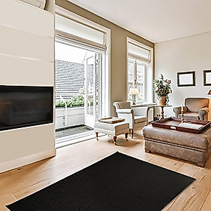 Furnish my Place Modern Indoor/Outdoor Commercial Solid Color Rug - Black, 2' Round, Pet and Kids Friendly Rug. Made in USA, Area Rugs Great for Kids, Pets, Event, Wedding