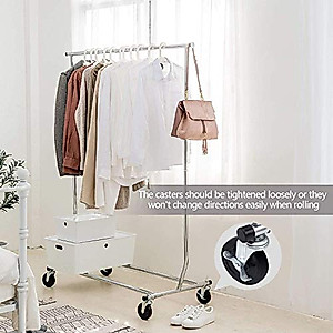 Camabel Clothing Garment Rack Capacity 300 lbs Heavy Duty Adjustable Rolling Moveable Commercial Grade Steel Extendable hanging drying High Chrome With Brake Metal Shelf on with Wheels for Boxes BG384