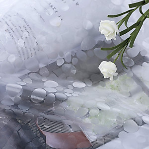 WellColor Short Shower Curtain Liner 65 inch, Pebble Translucent EVA Bath Shower Liners, Heavy Duty, Cobblestone, 72 x 65 inch