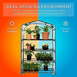 Best Choice Products 40in Wide 4-Tier Mini Greenhouse, Portable Indoor Outdoor Arboretum for Patio, Backyard, Nursery, Home Growing w/ Steel Shelves, Plastic Cover, Roll-Up Zipper Door
