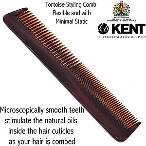 Kent 5T 6.6 Inch Double Tooth Hair Dressing Comb, Fine and Wide Tooth Dresser Comb For Hair, Beard and Mustache, Coarse and Fine Hair Styling Grooming Comb for Men, Women and Kids. Made in England