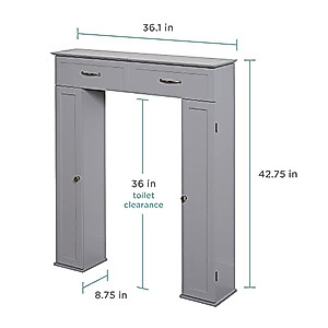 Zenna Home Lift Top Storage Console Cabinet Bathroom Spacesaver, Gray