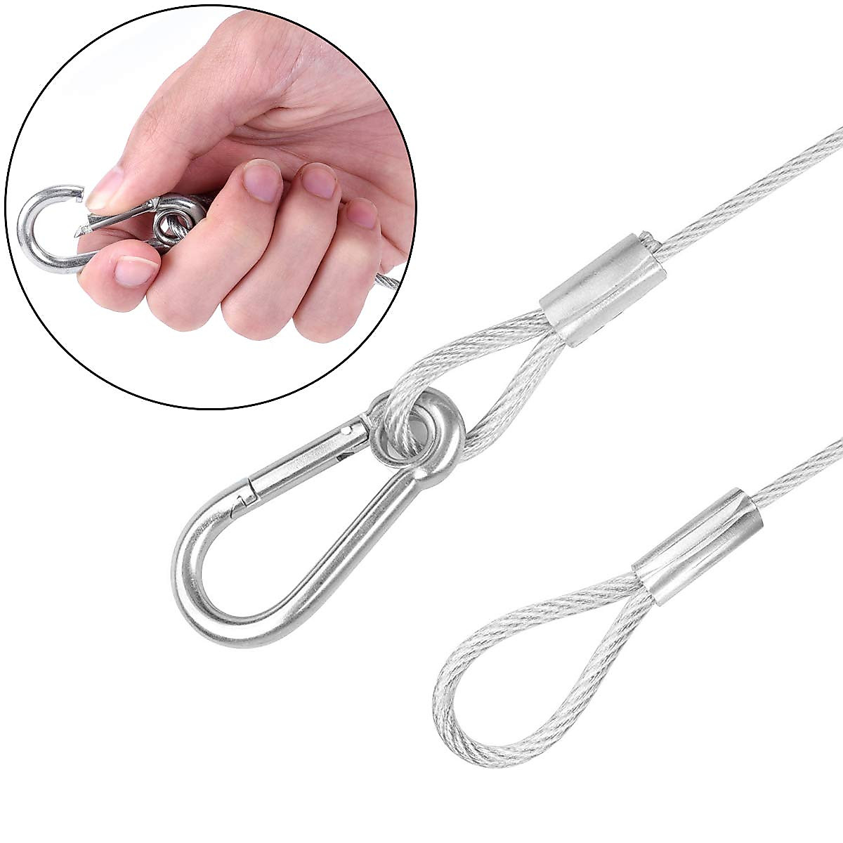 SMTUNG 31.5'' Fall Prevention Safety Cables Stainless Steel Security Rope for Party Lights DJ Light Stage Lighting 176lb Load Capacity (6pcs 0.16in 4mm)