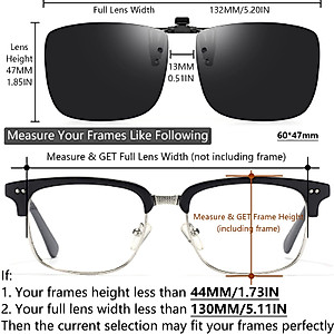 CAXMAN Clip On Sunglasses Over Prescription Frames for Men & Women w/Super Dark Category 4 Lens Polarized & Flip Up Extra Large