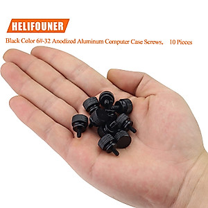 HELIFOUNER 10 Pieces 6-32 Thread, Black Color Anodized Aluminum Computer Case Thumbscrews, Thumb Screws for Computer Case/Cover/Power Supply/Hard Drives