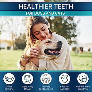 Woyamay Teeth Cleaning Wipes for Dogs & Cats, 120 Counts Dental Wipes for Reducing Plaque & Tartar for Cats and Dogs, Disposable Gentle Breath Freshener Dental and Gum Care Finger Pet Wipes