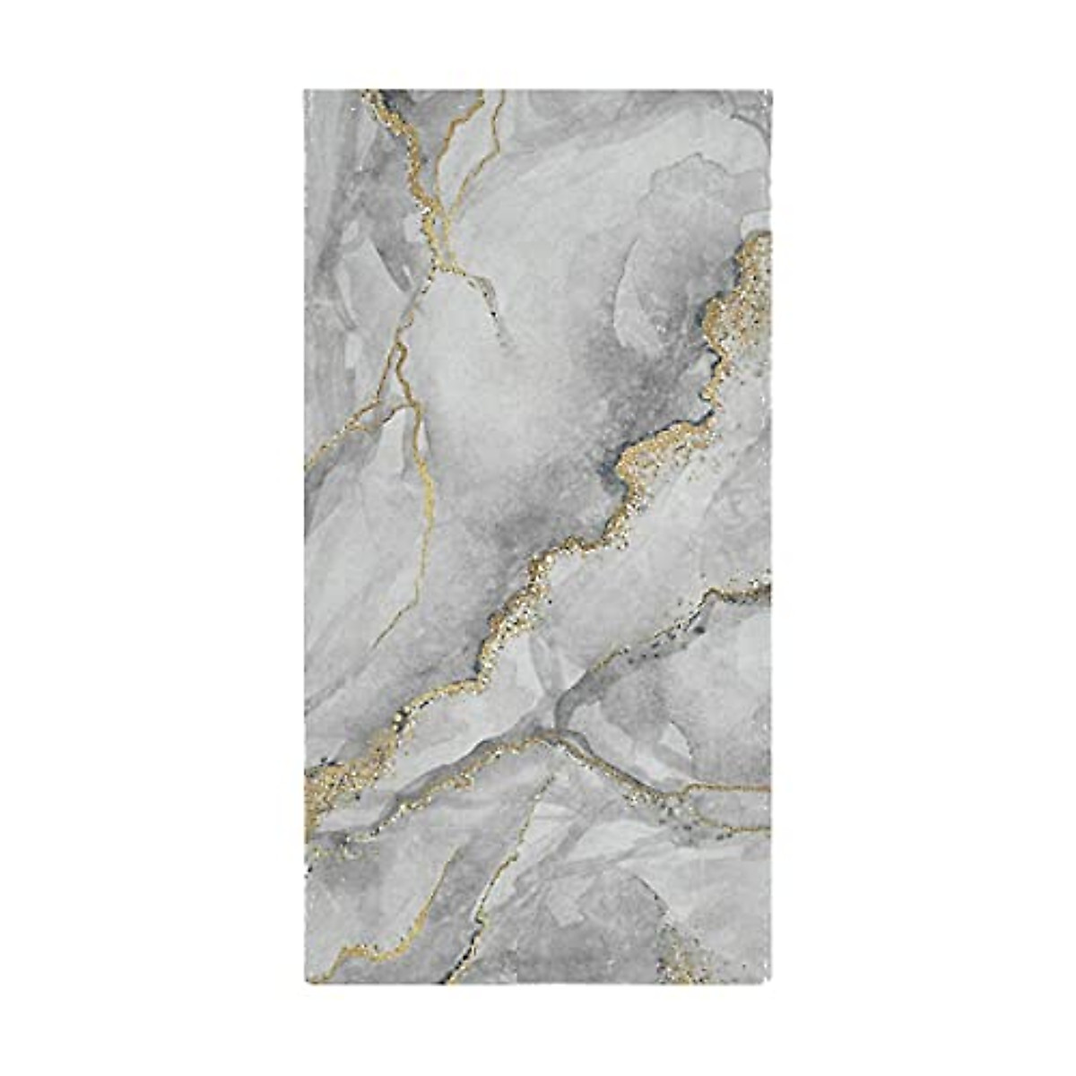 Grey Marble Hand Towels - Elegant White Marble Print with Gold Textured Pattern Cotton Soft Bath Hand Towel for Home Bathroom Kitchen Hotel Spa