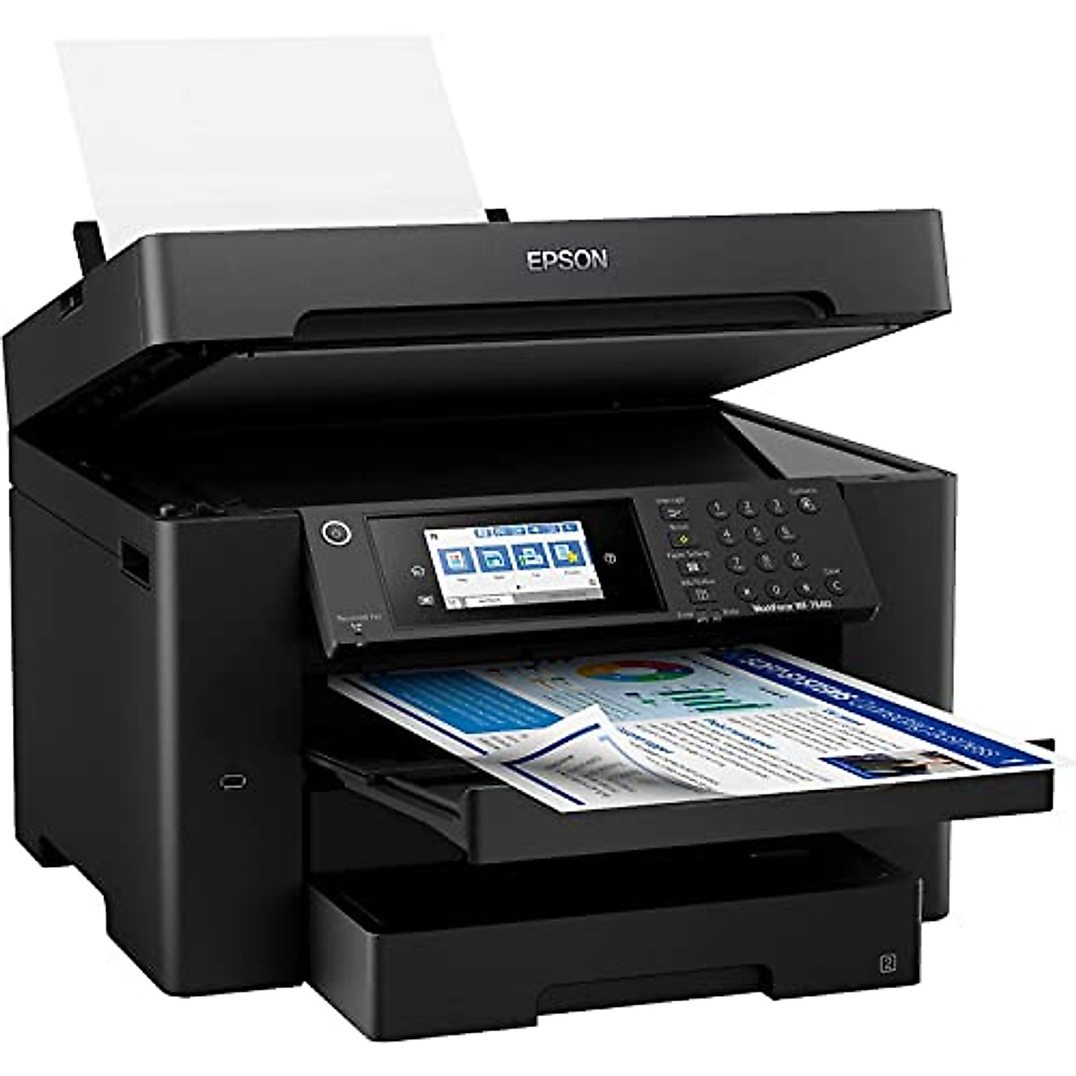 Epson Workforce Pro WF-7840 Wide-Format All-in-One Wireless Color Inkjet Printer, Black - Print Scan Copy Fax - 4.3" LCD, 25 ppm, 4800x2400 dpi, 13"x19", 50-Sheet ADF, Auto 2-Sided Printing, Ethernet