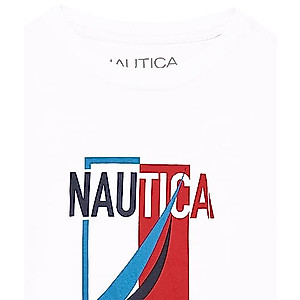 Nautica Boys' Short Sleeve Graphic Crew Neck T-shirt, Boxtrot Bright White GB09, 8