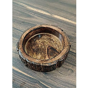 Handmade Wooden Classic Tray Platter With Tree Bark Vintage Display Serving Plat Platter (Pack of 3)