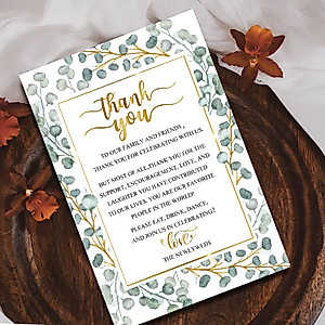 50 Thank You Place Cards - Greenery Watercolor Wedding, Rehearsal Dinner Thank You Table Sign - Menu Place Setting Card Notes, Wedding Table Decorations. 4 x 6 Inch