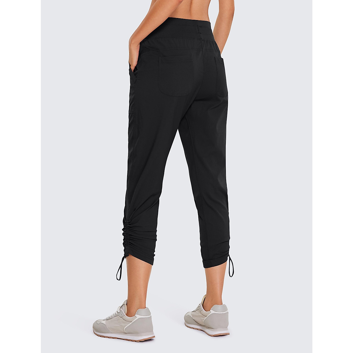 CRZ YOGA Womens Casual 7/8 Pants 25" - Lightweight Workout Outdoor Athletic Track Travel Lounge Joggers Pockets Black Medium