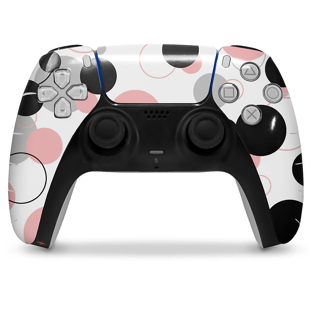 WraptorSkinz Skin Wrap compatible with Sony PS5 DualSense Controller Lots of Dots Pink on White (CONTROLLER NOT INCLUDED)