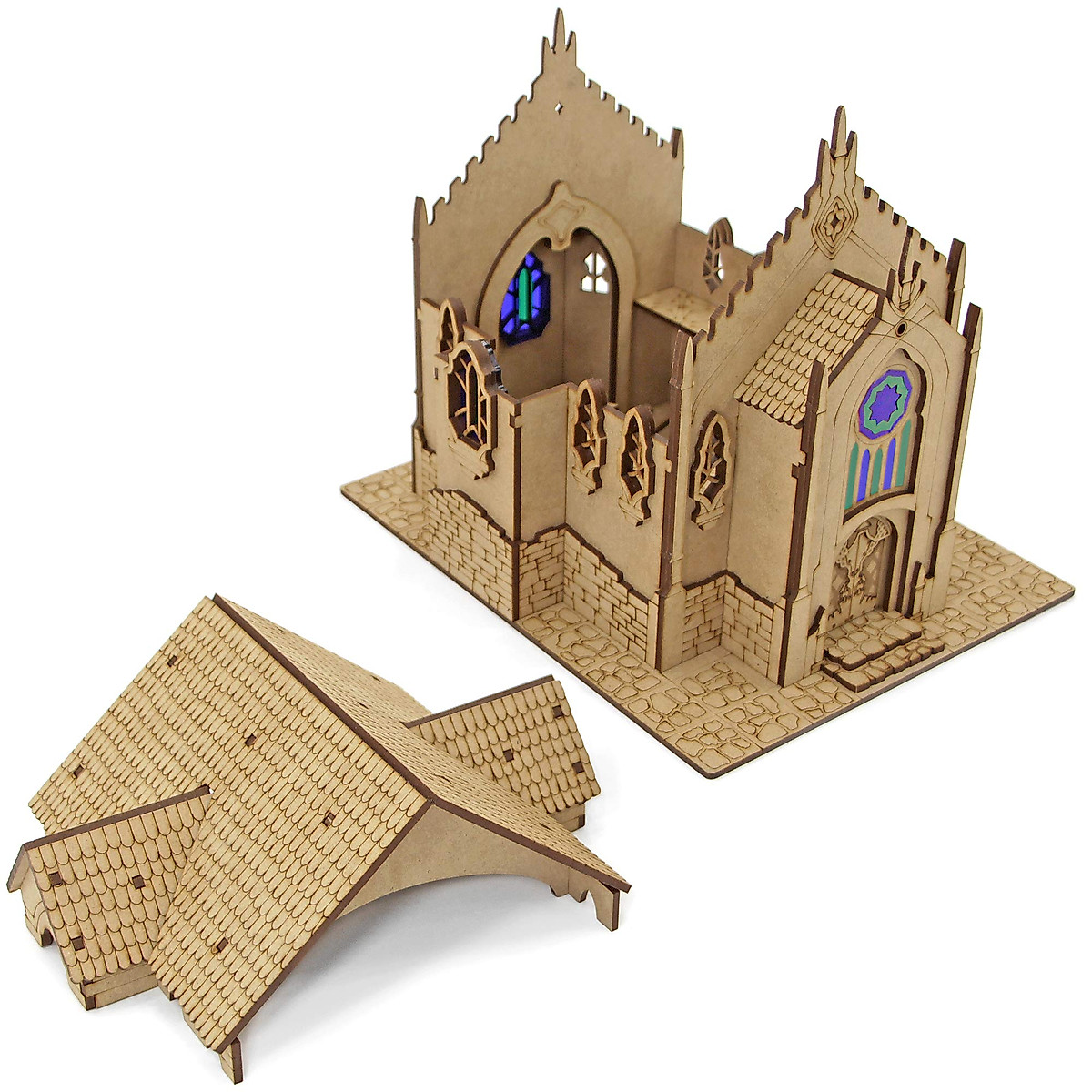 Temple Church D&D Wooden Laser Cut Buildings Fantasy Terrain 25mm 32mm 28mm Miniatures for Dungeons and Dragons, Pathfinder & Other Tabletop RPG