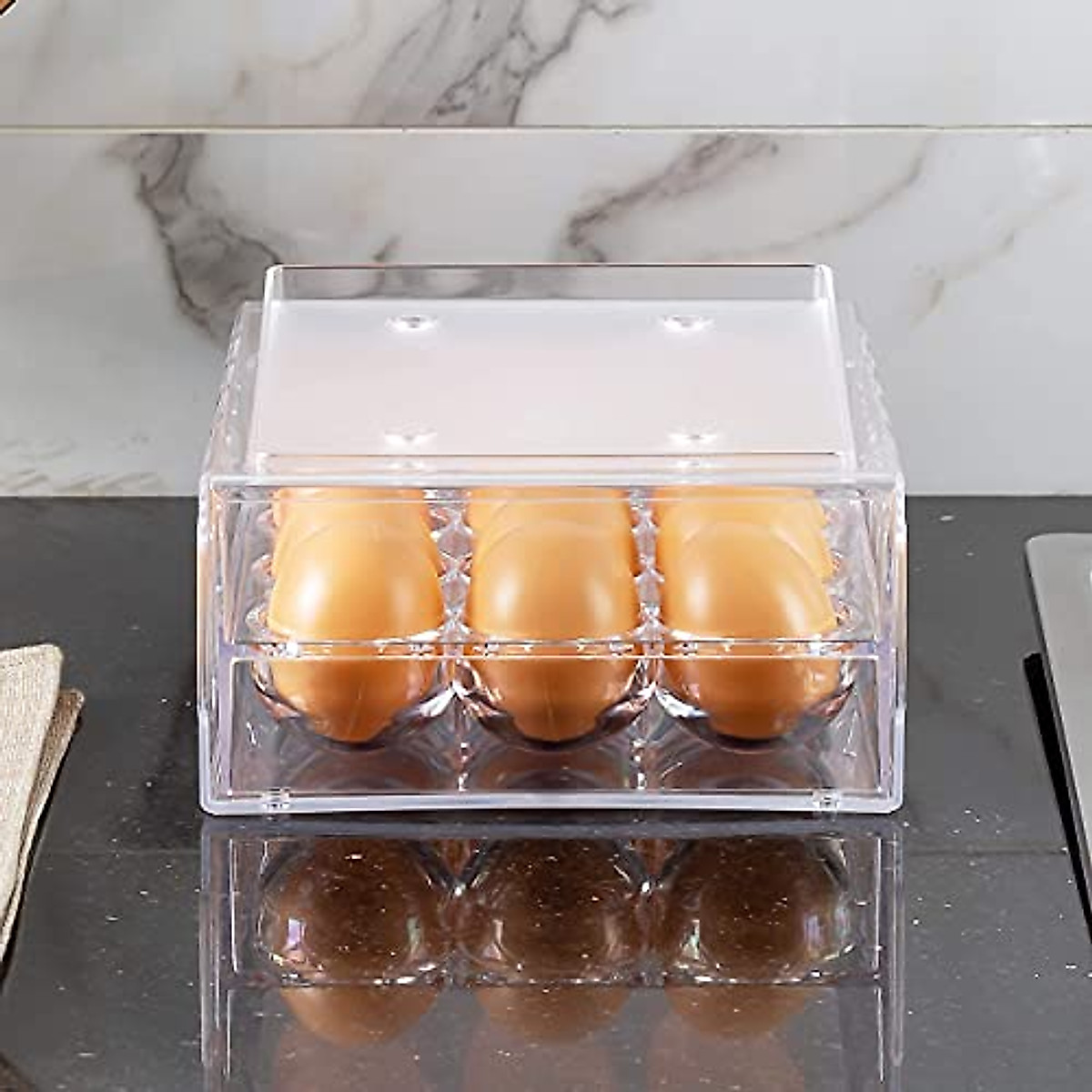 Ettori 2pcs Soda Can Organizer for Refrigerator and Egg Holder for Refrigerator BPA Free Fridge Organizer